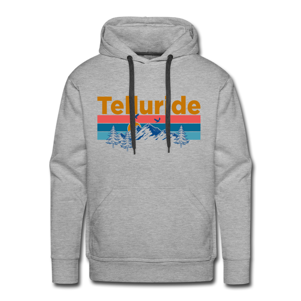 Premium Telluride, Colorado Hoodie - Retro Mountain & Birds Premium Men ...